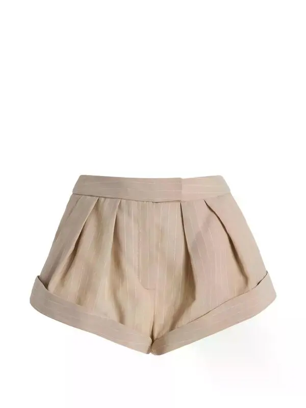 LAQUAN SMITH Pinstripe Pleated Shorts - Neutrals