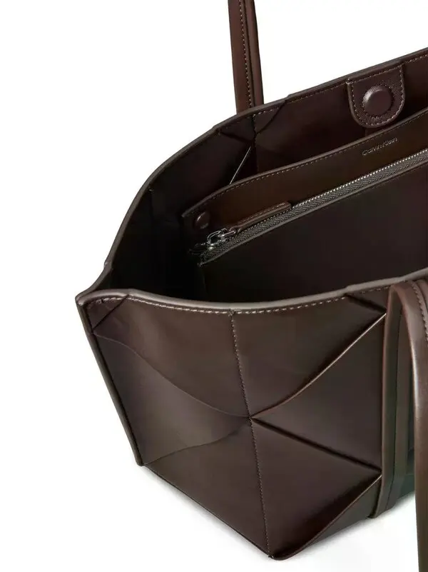 Calvin Klein Geometric Quilted Tote Bag - Brown
