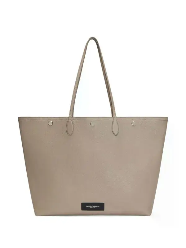 Dolce & Gabbana Essenza Logo-patch Pebbled Tote Bag - Neutrals