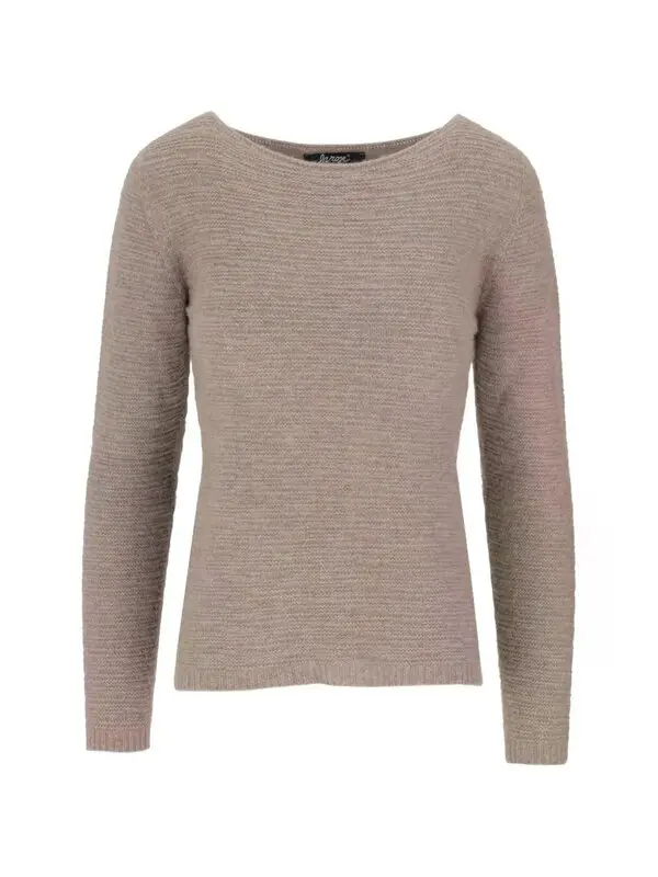 LA ROSE Boat-neck Ribbed-knit Jumper - Brown