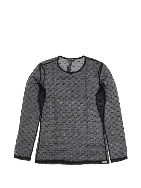 Dsquared2 Monogram Print Mesh Top - Black