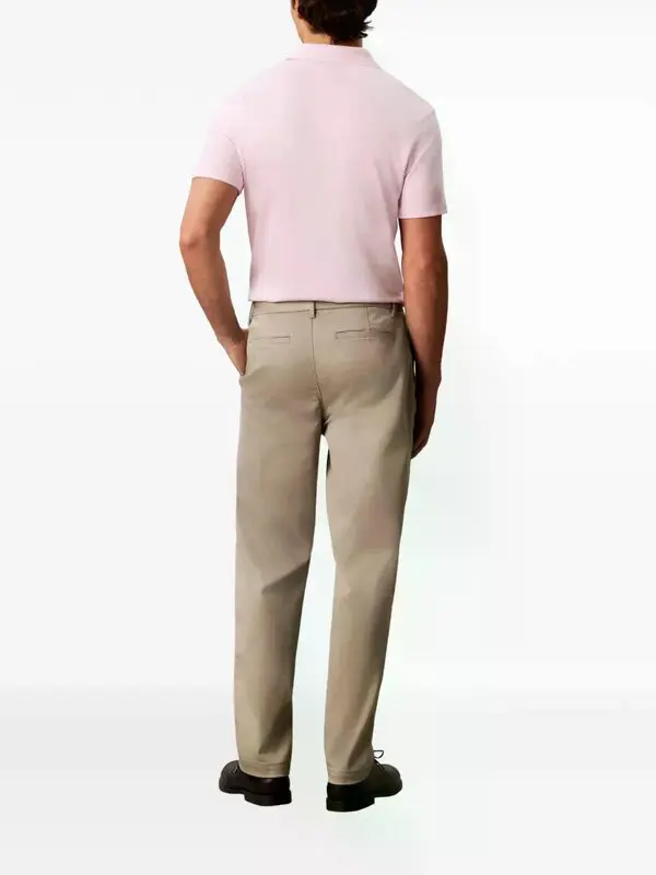 Calvin Klein Logo-embroidered Chino Trousers - Neutrals