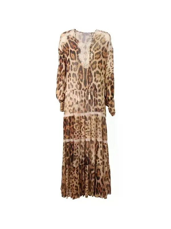 Ermanno Scervino Leopard-print Lace-trimmed Maxi Dress - Neutrals