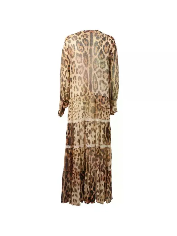 Ermanno Scervino Leopard-print Lace-trimmed Maxi Dress