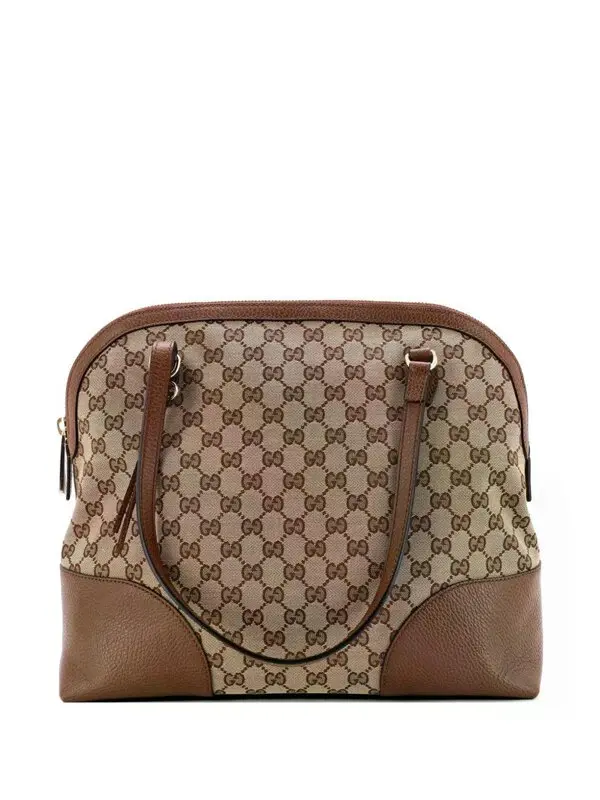 Gucci Gg Canvas Leather Dome Satchel - Brown