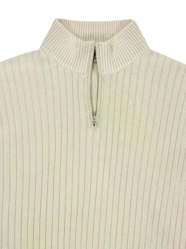 Balenciaga Ribbed Knit Logo Print Quarter-zip Sweater