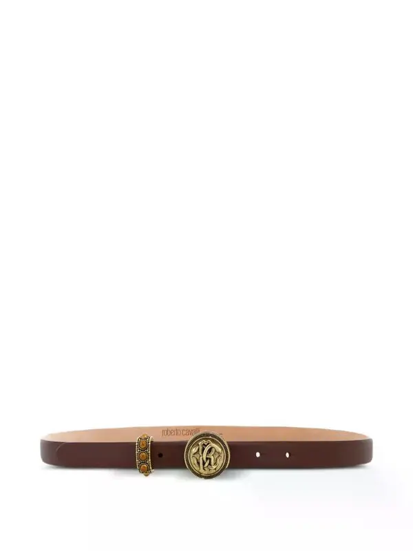 Roberto Cavalli Logo Plaque Leather Belt - Brown