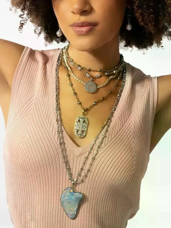 SYLVA & CIE 18kt White Gold Beaded Opal Necklace