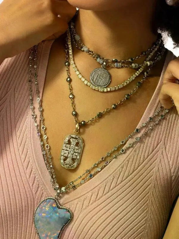 SYLVA & CIE 18kt White Gold Beaded Opal Necklace