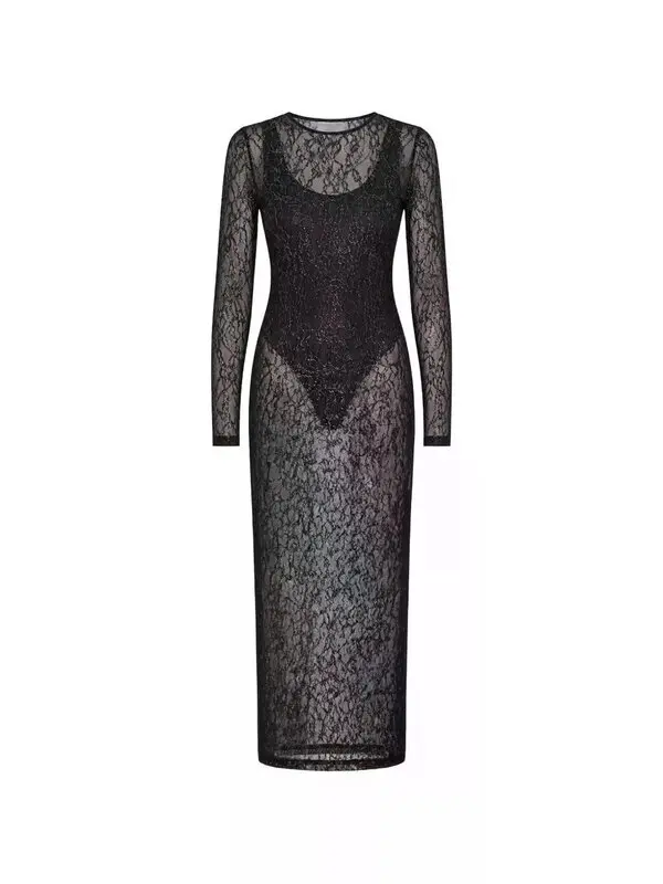 Wardrobe.NYC Metallic Threading Midi Dress - Black
