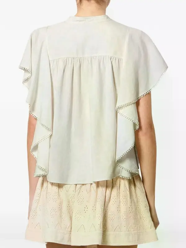 MARANT ETOILE Ruffled-sleeve Pom-pom Trim Blouse