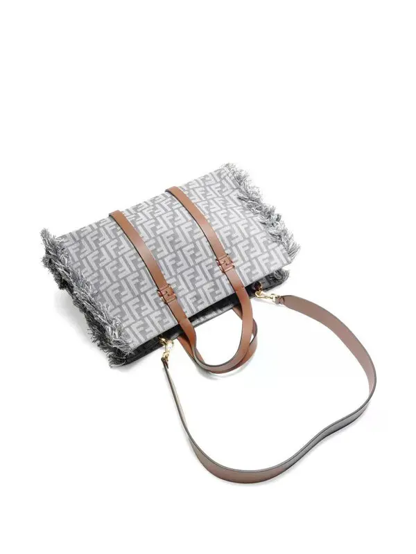 Fendi Ff Logo Canvas Tote Bag