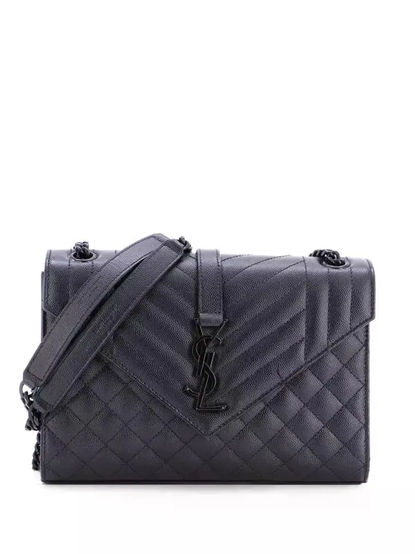 Saint Laurent Monogram Envelope Satchel Shoulder Bag - Black