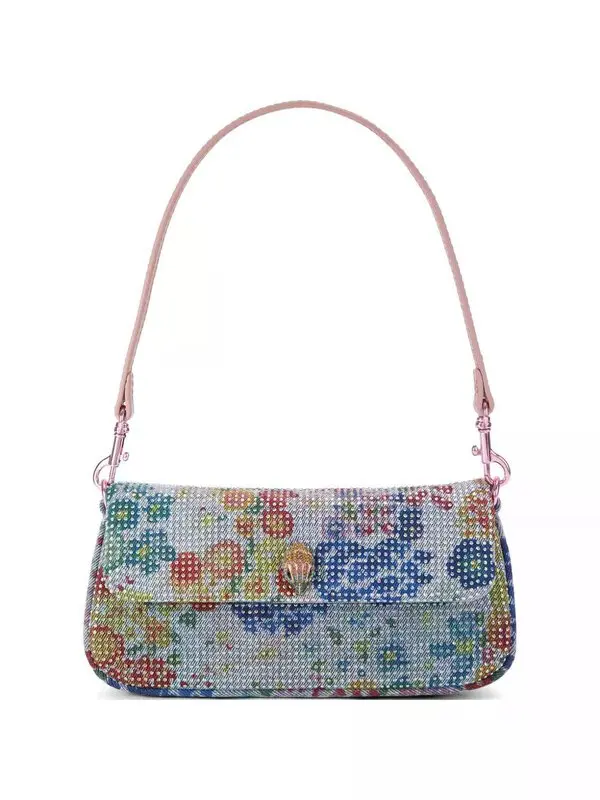Kurt Geiger Crystal-embellished Floral-print Shoulder Bag - Blue