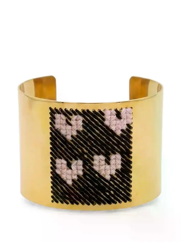 L'EIGHT STUDIO Heart-motif Embroidered Cuff Bracelet