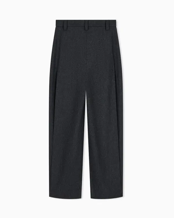 Giorgio Armani Wool Cashmere Flannel Trousers With Wide Side Pleats