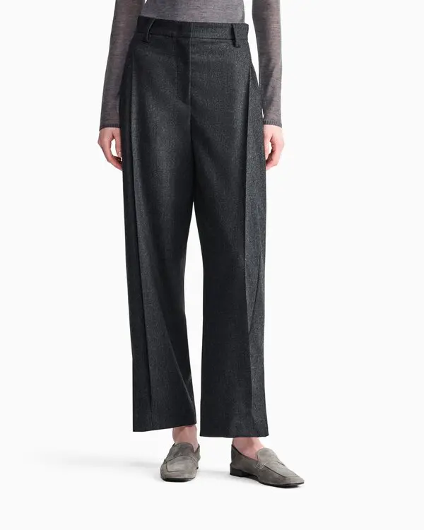 Giorgio Armani Wool Cashmere Flannel Trousers With Wide Side Pleats