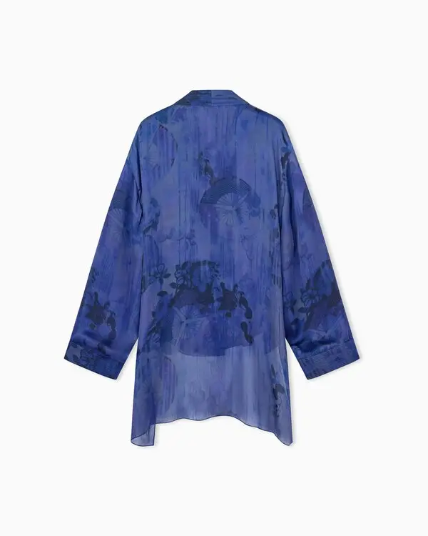 Giorgio Armani Asymmetrical Floral Silk Charmeuse Shirt