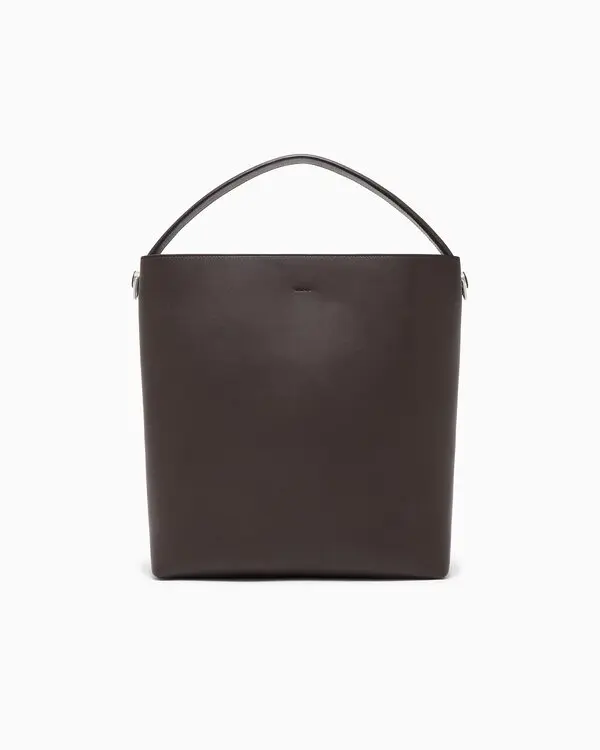Giorgio Armani Leather Shoulder Bag With Split Leather Lining - Brown