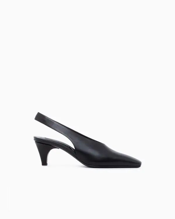Giorgio Armani Slingback Leather Pumps - Black