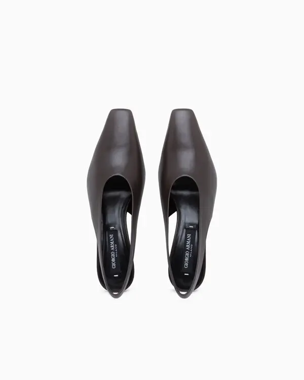 Giorgio Armani Slingback Leather Pumps - Brown