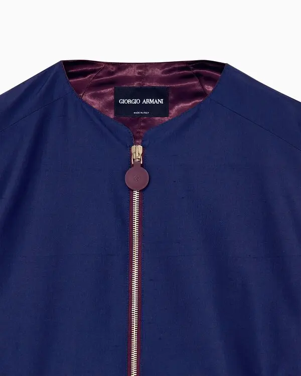 Giorgio Armani Caban Coat In Silk Shangtung With Back Drawstring