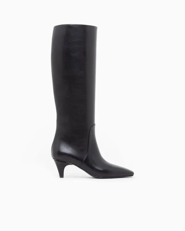 Giorgio Armani Boot In Leather With A Leather Sole