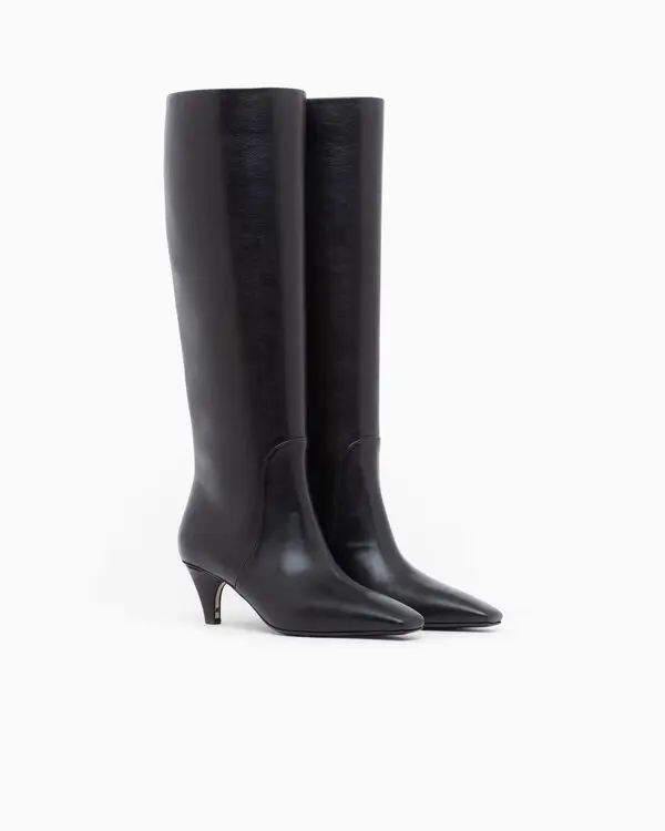 Giorgio Armani Boot In Leather With A Leather Sole