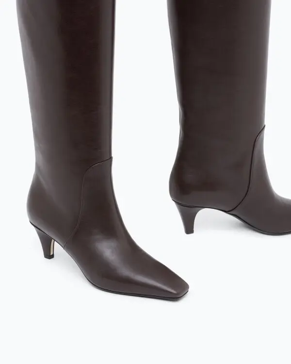 Giorgio Armani Knee High Boots In Leather - Brown