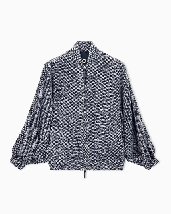 Giorgio Armani Bouclé-effect Cashmere And Silk Zip Caban Coat - Black