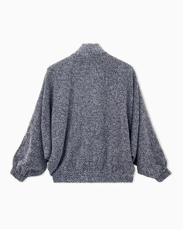 Giorgio Armani Bouclé-effect Cashmere And Silk Zip Caban Coat