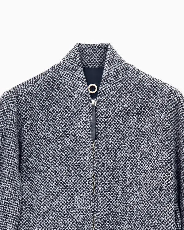 Giorgio Armani Bouclé-effect Cashmere And Silk Zip Caban Coat