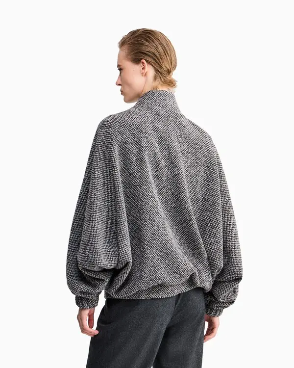 Giorgio Armani Bouclé-effect Cashmere And Silk Zip Caban Coat