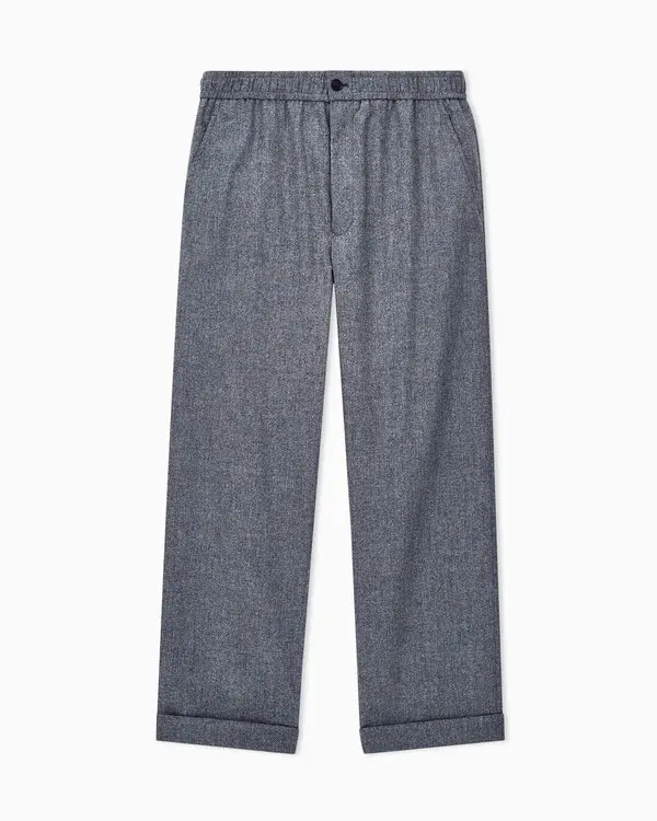 Giorgio Armani Oversized Wool And Cashmere Trousers With Denim Effect