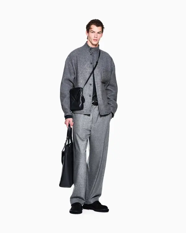 Giorgio Armani Oversized Wool And Cashmere Trousers With Denim Effect