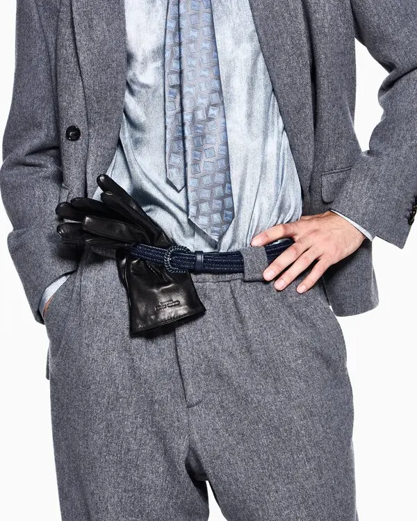 Giorgio Armani Oversized Wool And Cashmere Trousers With Denim Effect