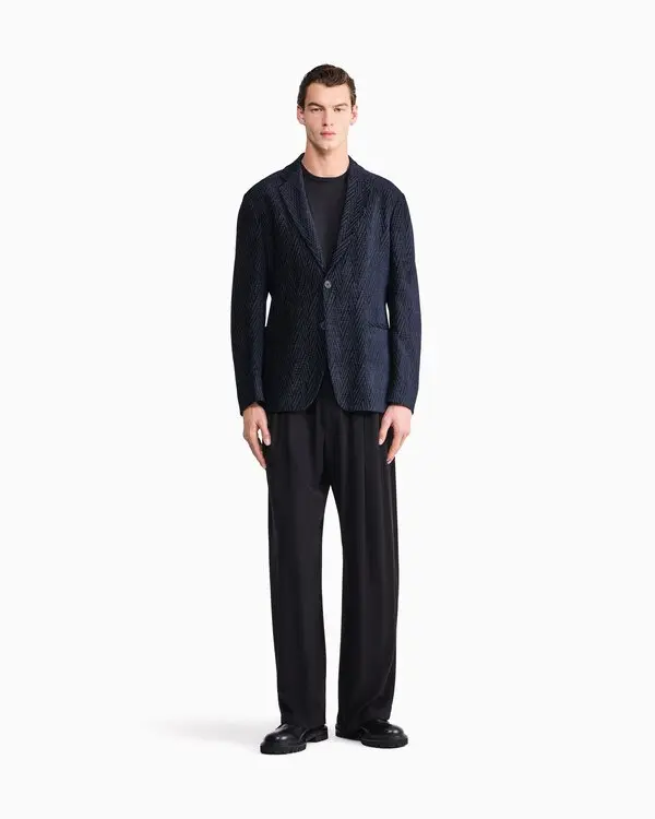 Giorgio Armani Blazer Regular Fit With Silk And Chenille Macro Chevron