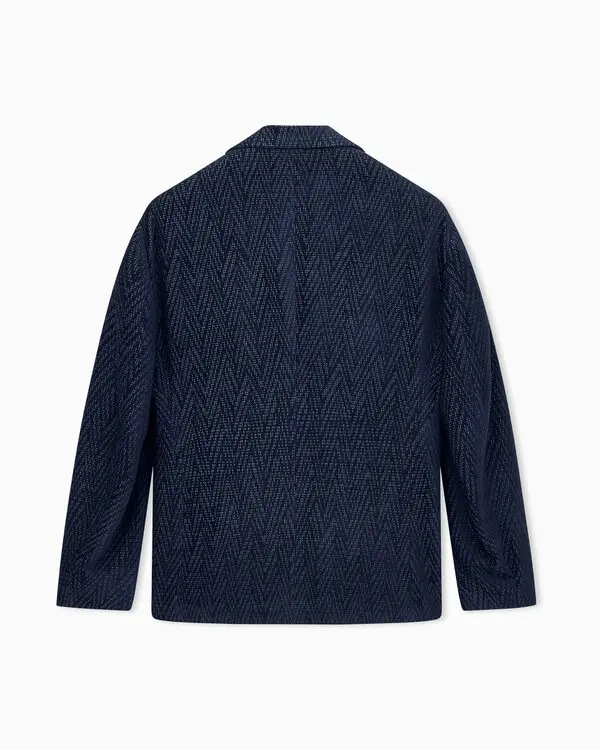 Giorgio Armani Blazer Regular Fit With Silk And Chenille Macro Chevron