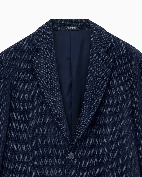 Giorgio Armani Blazer Regular Fit With Silk And Chenille Macro Chevron