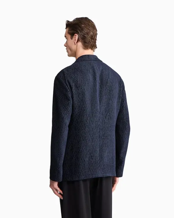 Giorgio Armani Blazer Regular Fit With Silk And Chenille Macro Chevron