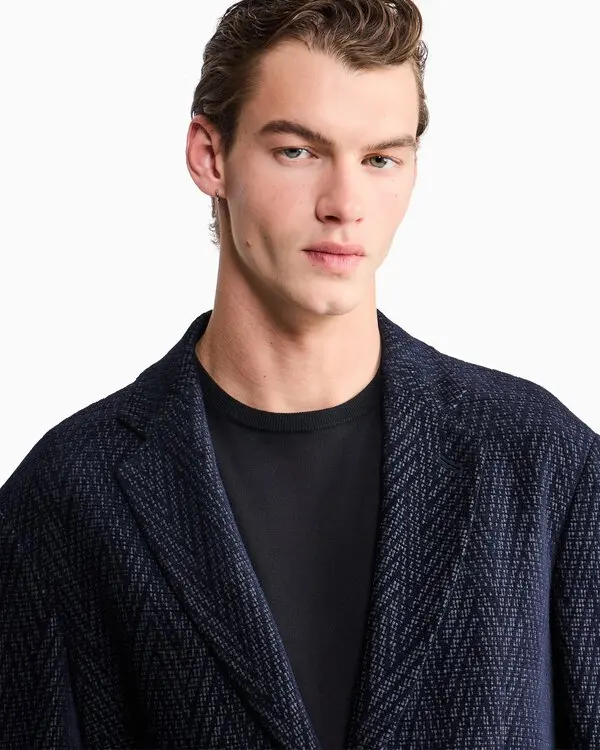 Giorgio Armani Blazer Regular Fit With Silk And Chenille Macro Chevron