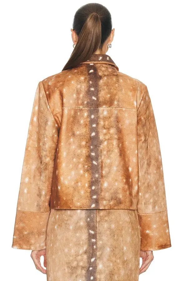 ST. AGNI Minimal Jacket In Cognac Leather