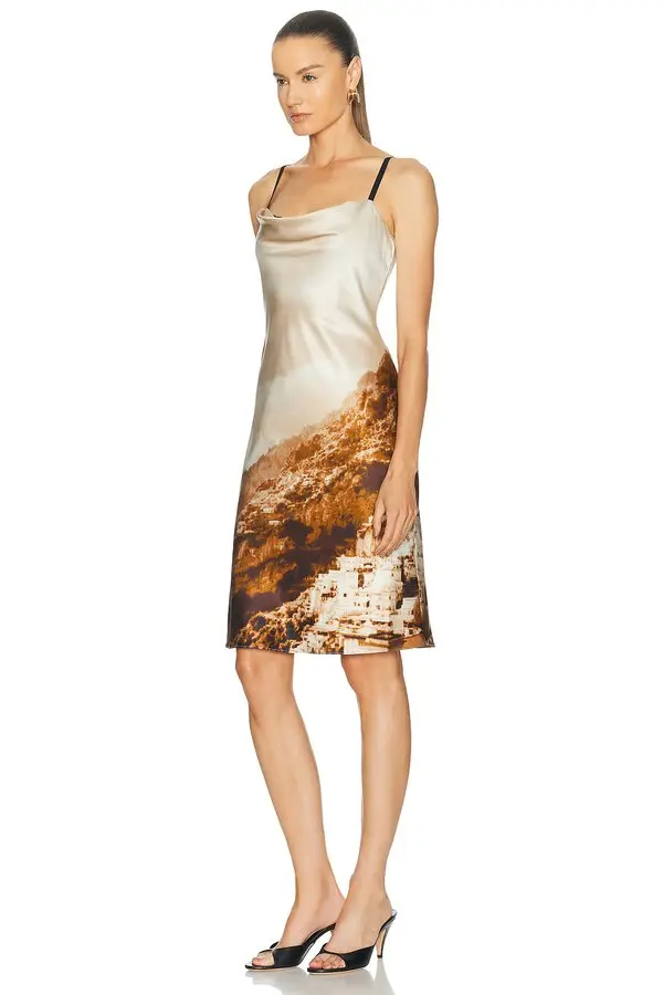 Staud Evangeline Silk Dress In Brown