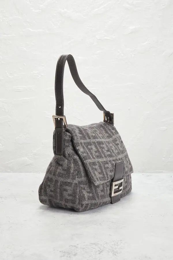 Fendi Zucca Mama Forever Baguette Shoulder Bag - Grey