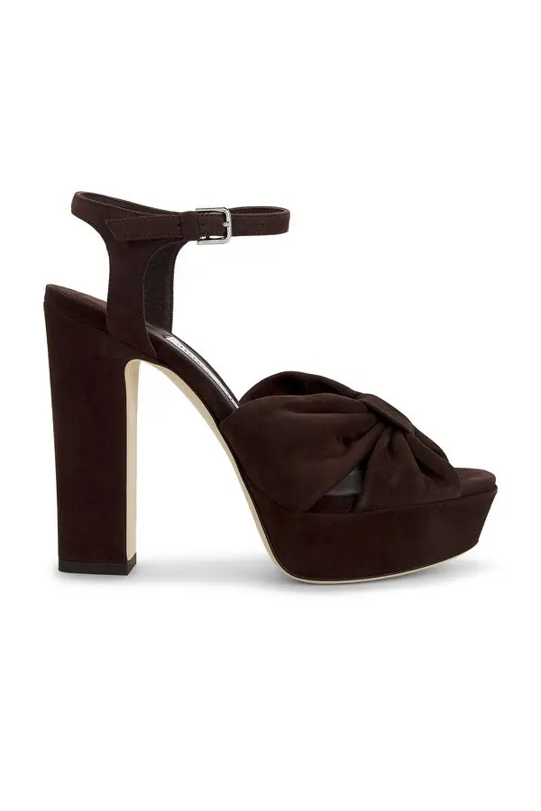 JIMMY CHOO Heloise Suede 120 Sandal In Brown - Chocolate