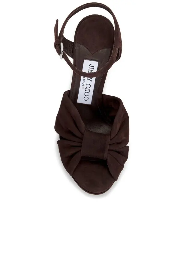 JIMMY CHOO Heloise Suede 120 Sandal In Brown