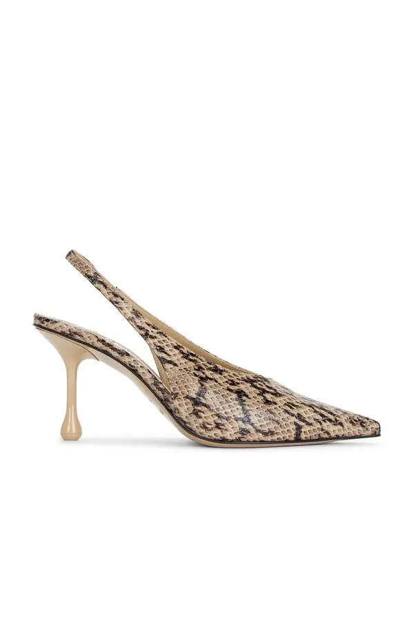 JIMMY CHOO Isa Kigali Snake Printed Leather 80 Slingback Pump In Brown - Chai