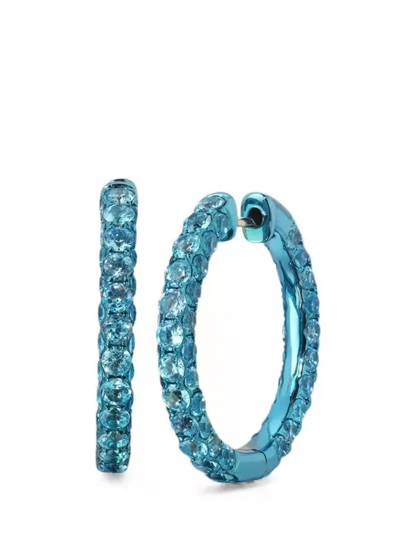 GRAZIELA Three-sided Blue Topaz Hoop Earrings - Silver