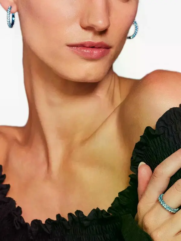GRAZIELA Three-sided Blue Topaz Hoop Earrings