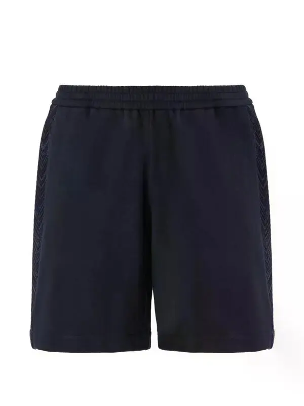 Missoni Cotton Fleece Shorts With Knit Inserts - Blue